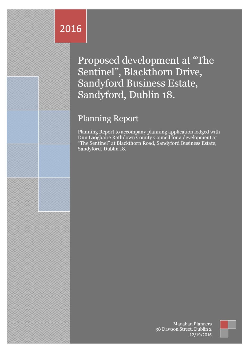 Proposed development at “The Sentinel”, Blackthorn Drive, Sandyford ...