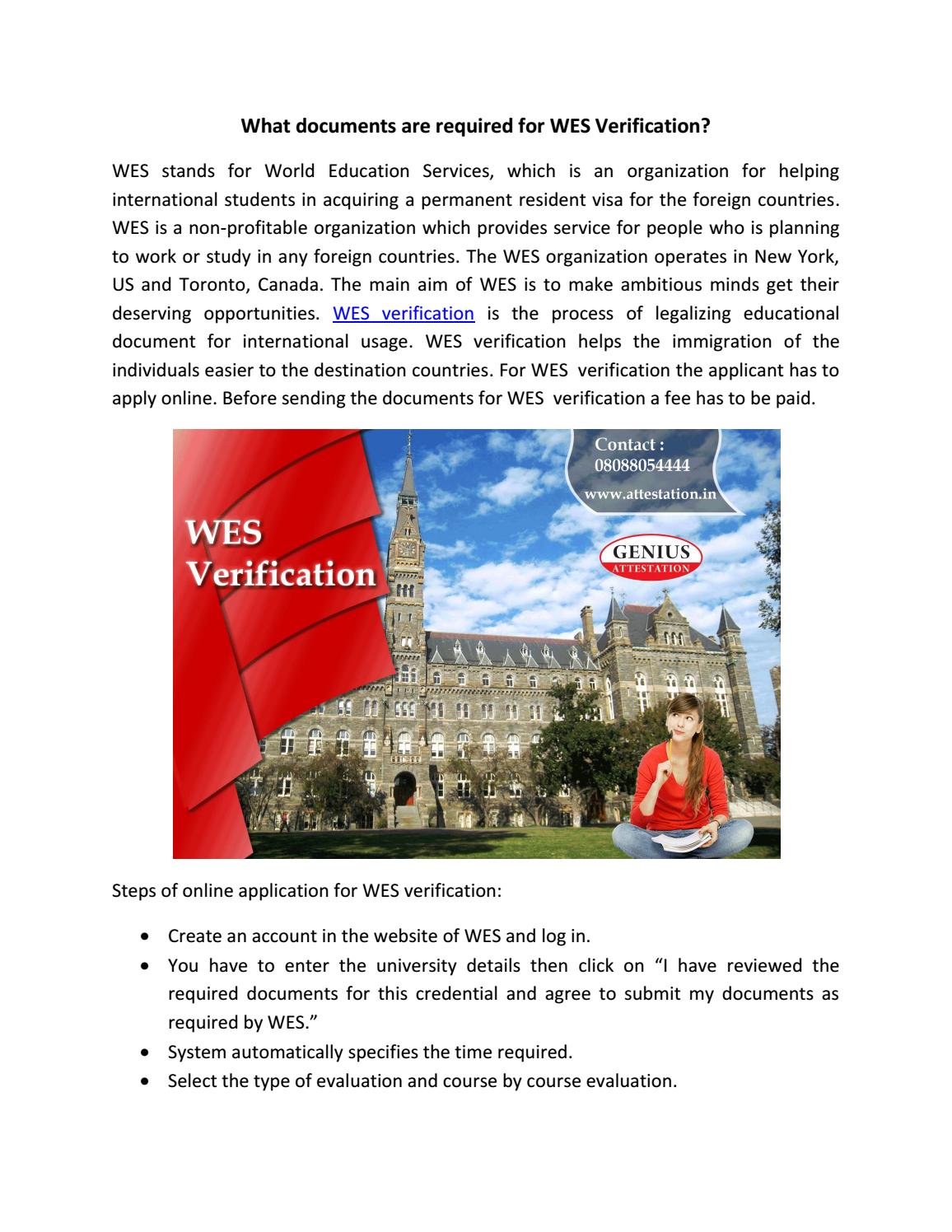 What documents are required for WES Verification? by Genius Attestation ...
