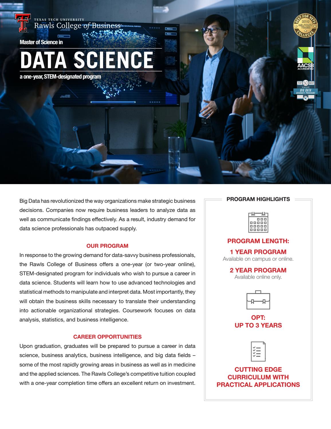 Master Of Science In Data Science Brochure By Rawls College Of 