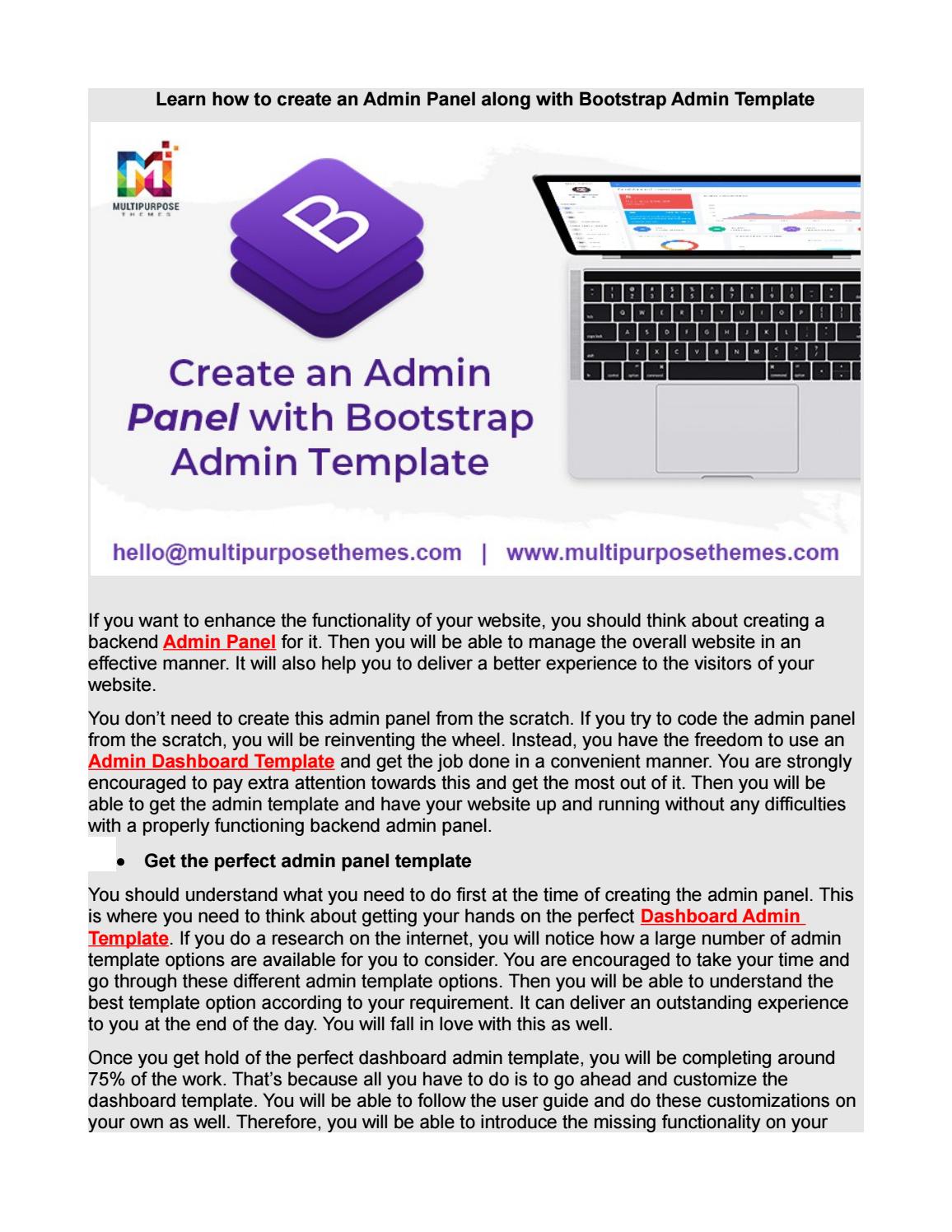 Learn how to create an Admin Panel along with Bootstrap Admin Template ...
