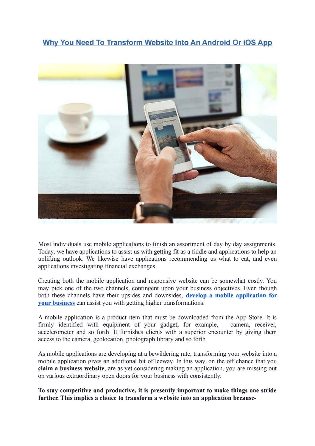 Why You Need To Transform Website Into An Android Or iOS App by Webs Optimization Software ...