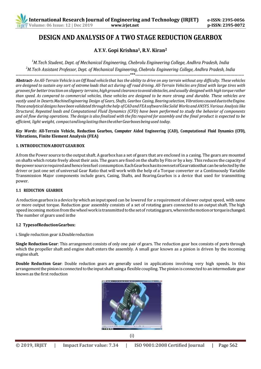 IRJET- Design and Analysis of a Two Stage Reduction Gearbox by IRJET ...