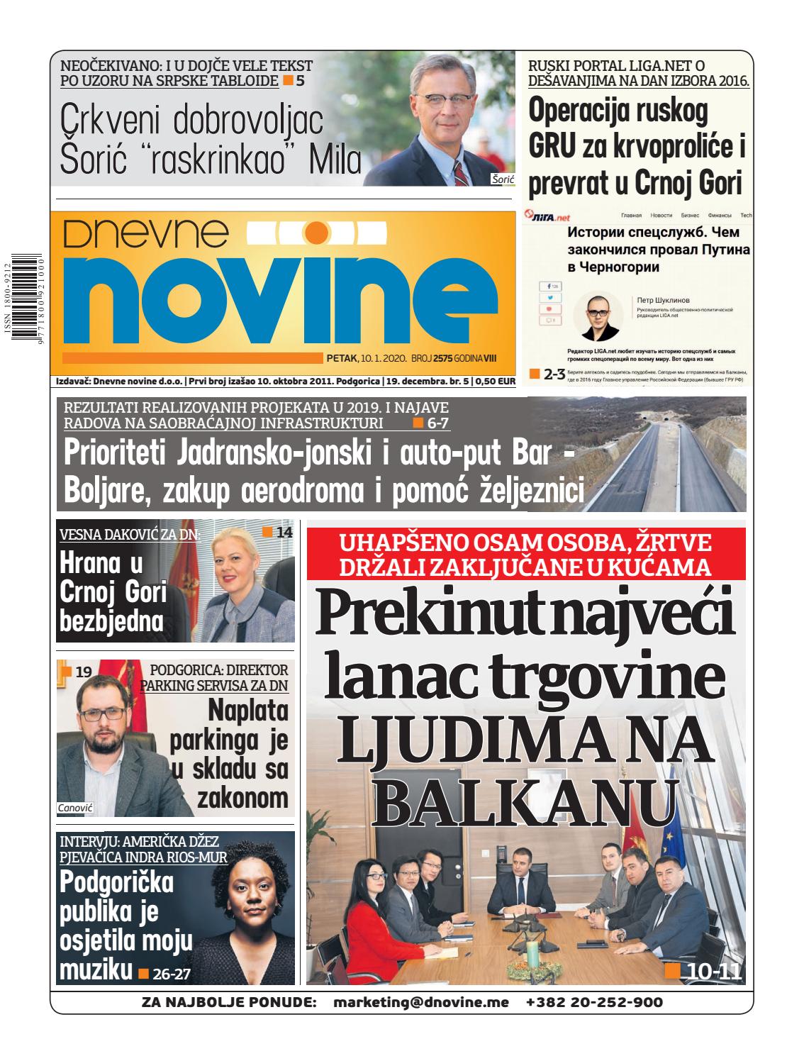 Dnevne novine 10. januar 2020. by Dnevne Novine - Issuu
