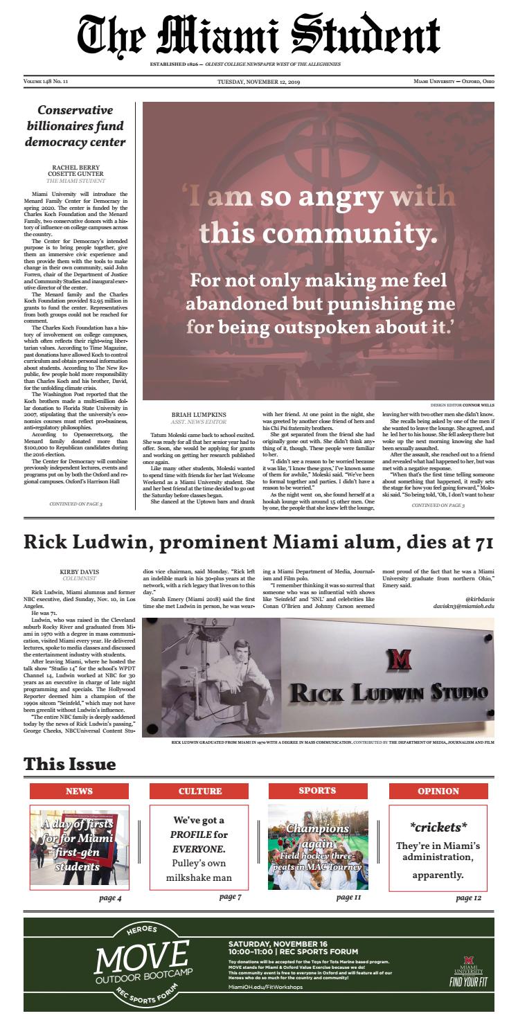 The Miami Student | November 12, 2019 by The Miami Student - Issuu