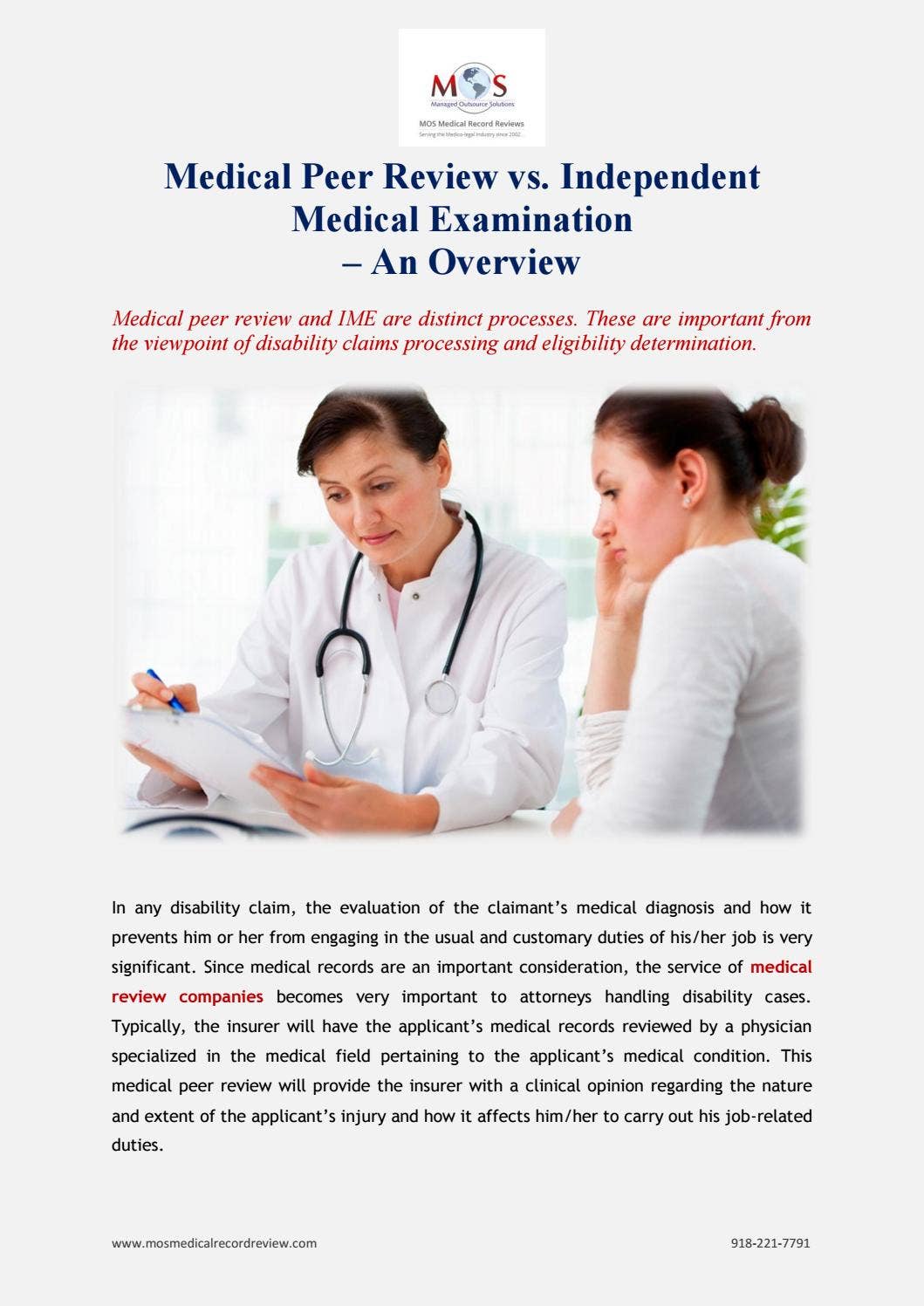 Medical Peer Review vs. Independent Medical Examination – an Overview ...