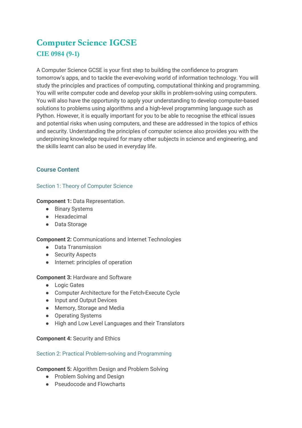 GCSE Course Information Booklet 2020 by Stephen Perse Foundation - Issuu