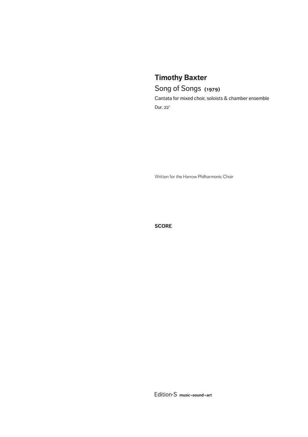 Timothy Baxter: Song of Songs by Edition·S – music¬sound¬art - Issuu