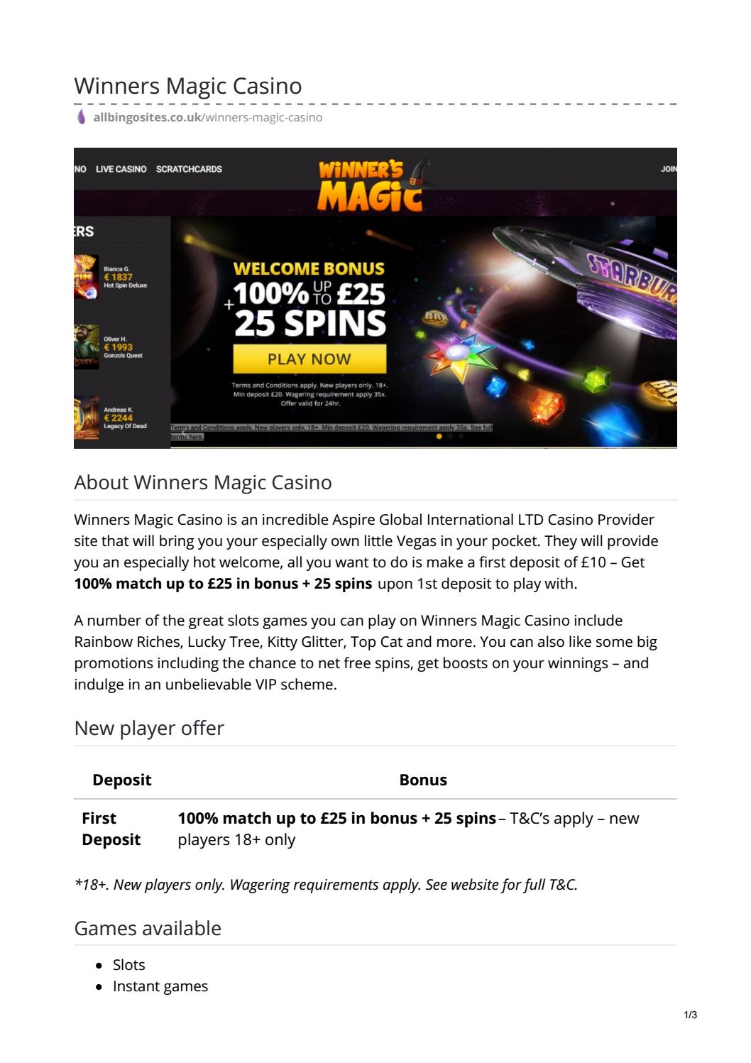 Winners Magic Casino by Global Site Solution - Issuu