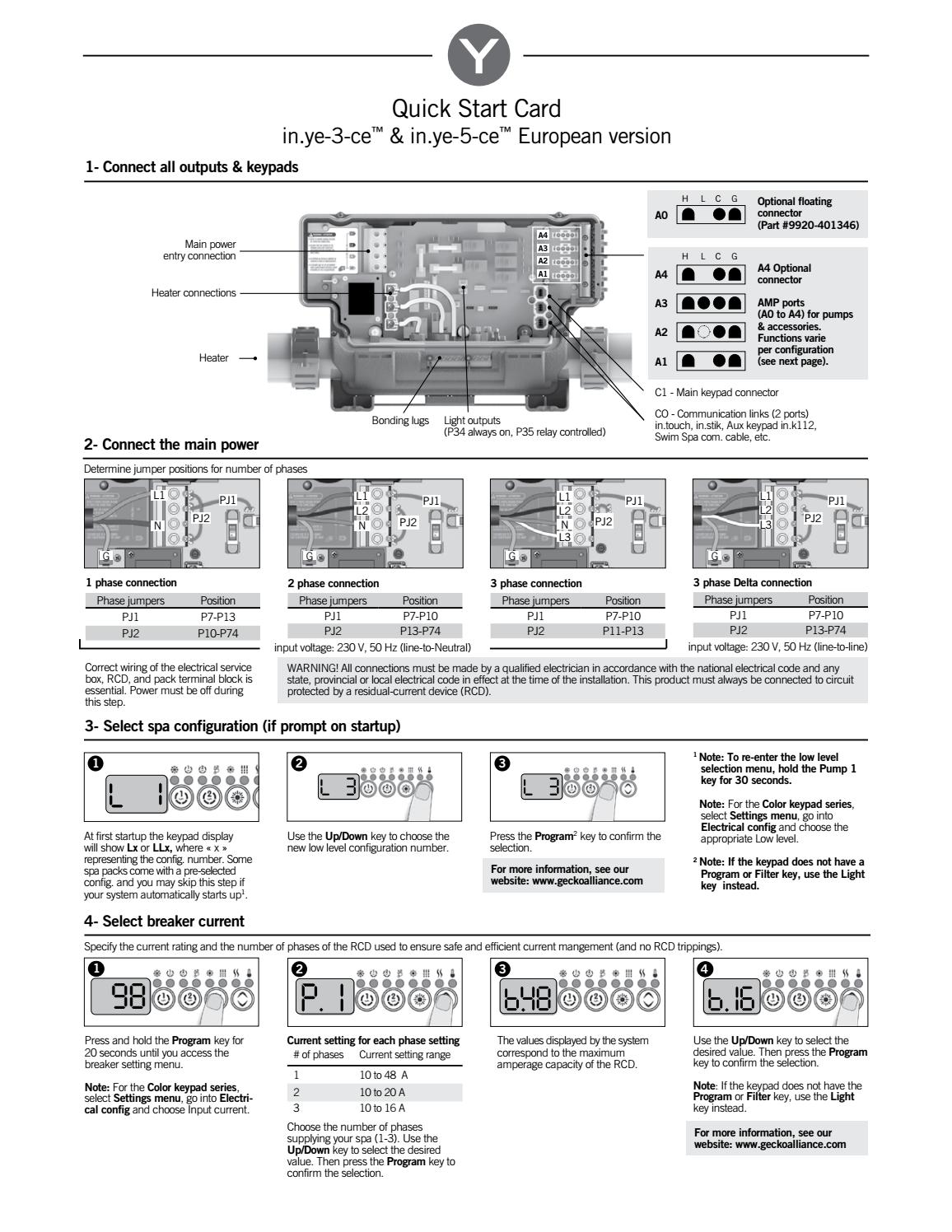 in.ye-3-ce & in.ye-5-ce control system Quick Start Card (European ...