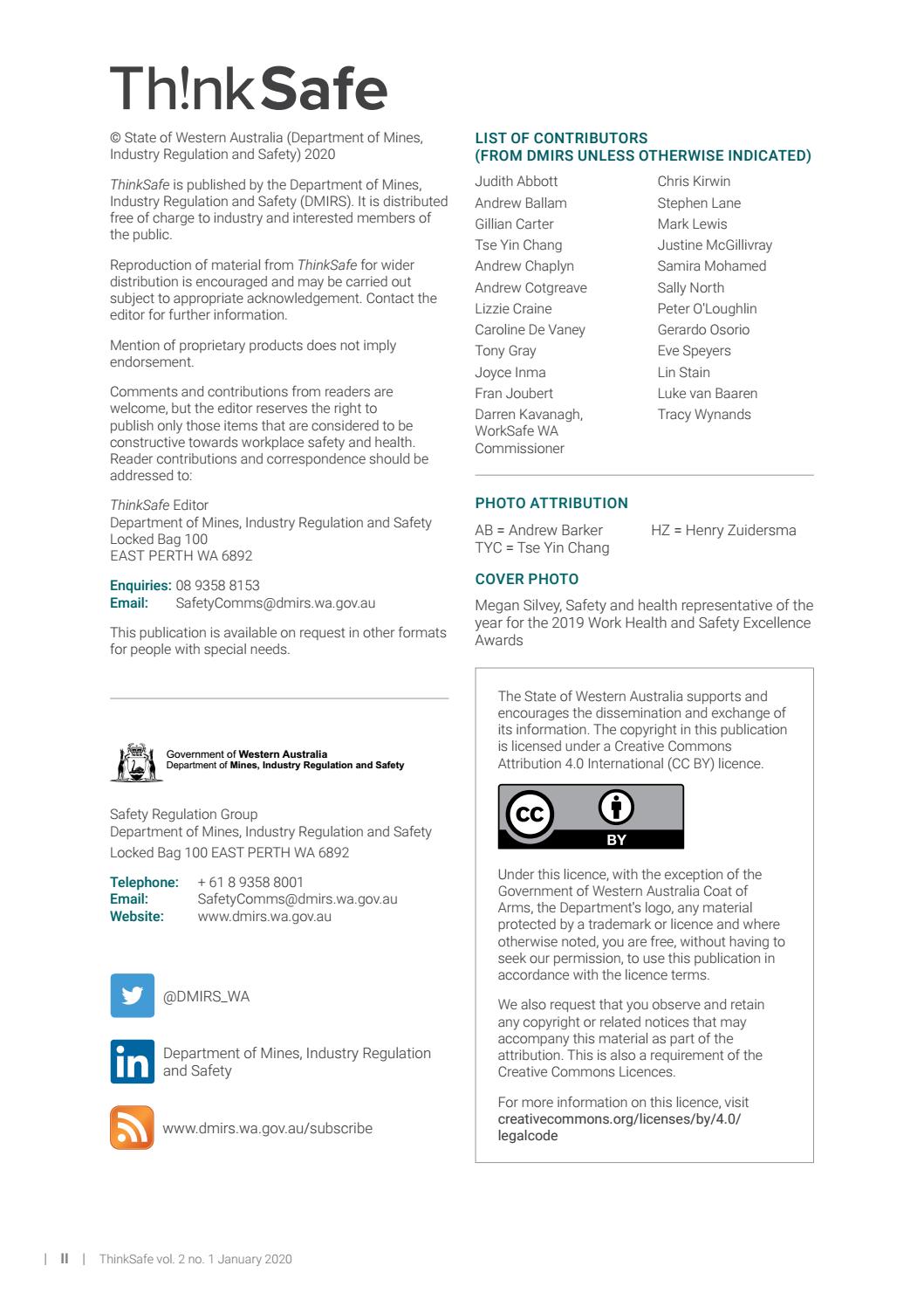 ThinkSafe vol. 2 no. 1 January 2020 by Department of Mines, Industry ...