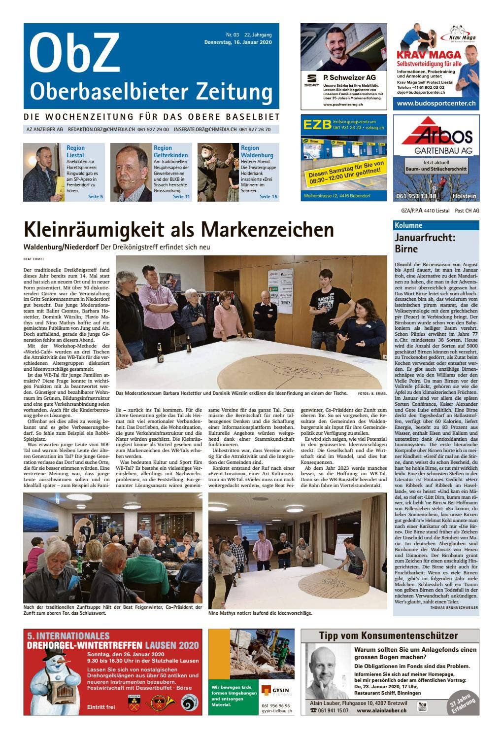 Oberbaselbieter Zeitung vom 16. Januar 2020 by AZ-Anzeiger - Issuu