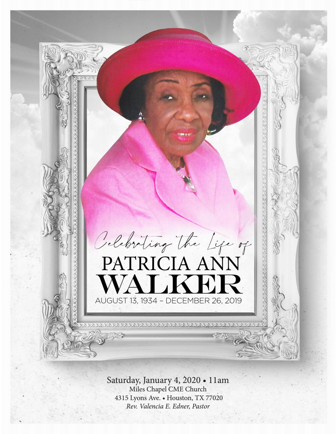 Patricia Walker Funeral Program by Cedric Stover - Issuu