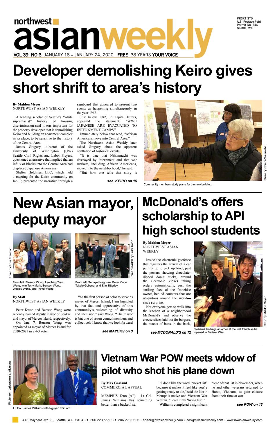 VOL 39 NO 3 | JANUARY 18 – JANUARY 24, 2020 by Northwest Asian Weekly ...