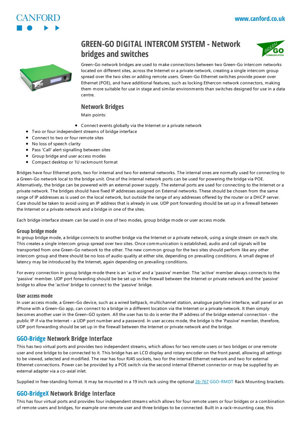 GREEN-GO DIGITAL INTERCOM SYSTEM - Network bridges and switches by ...