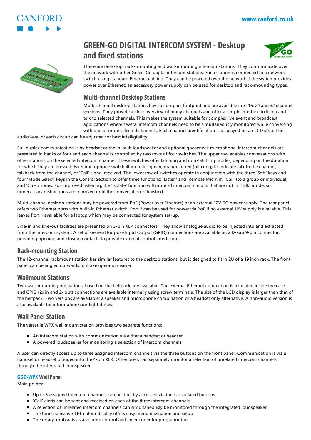 GREEN-GO DIGITAL INTERCOM SYSTEM - Desktop and fixed stations by ...