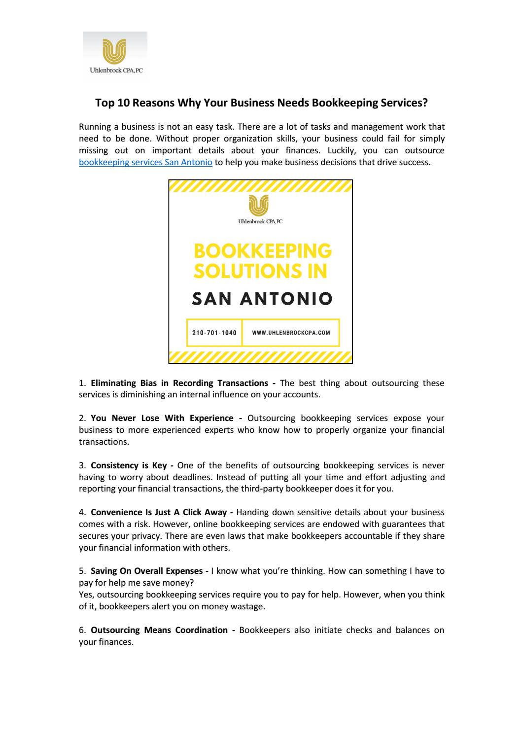 Best Option for Business Bookkeeping San Antonio by Uhlenbrock CPA - Issuu