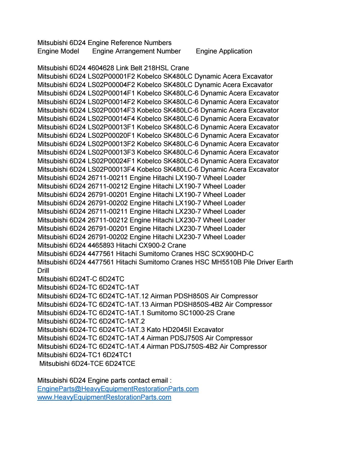 Mitsubishi 6D24 Engine Reference Numbers by engineparts2 - Issuu