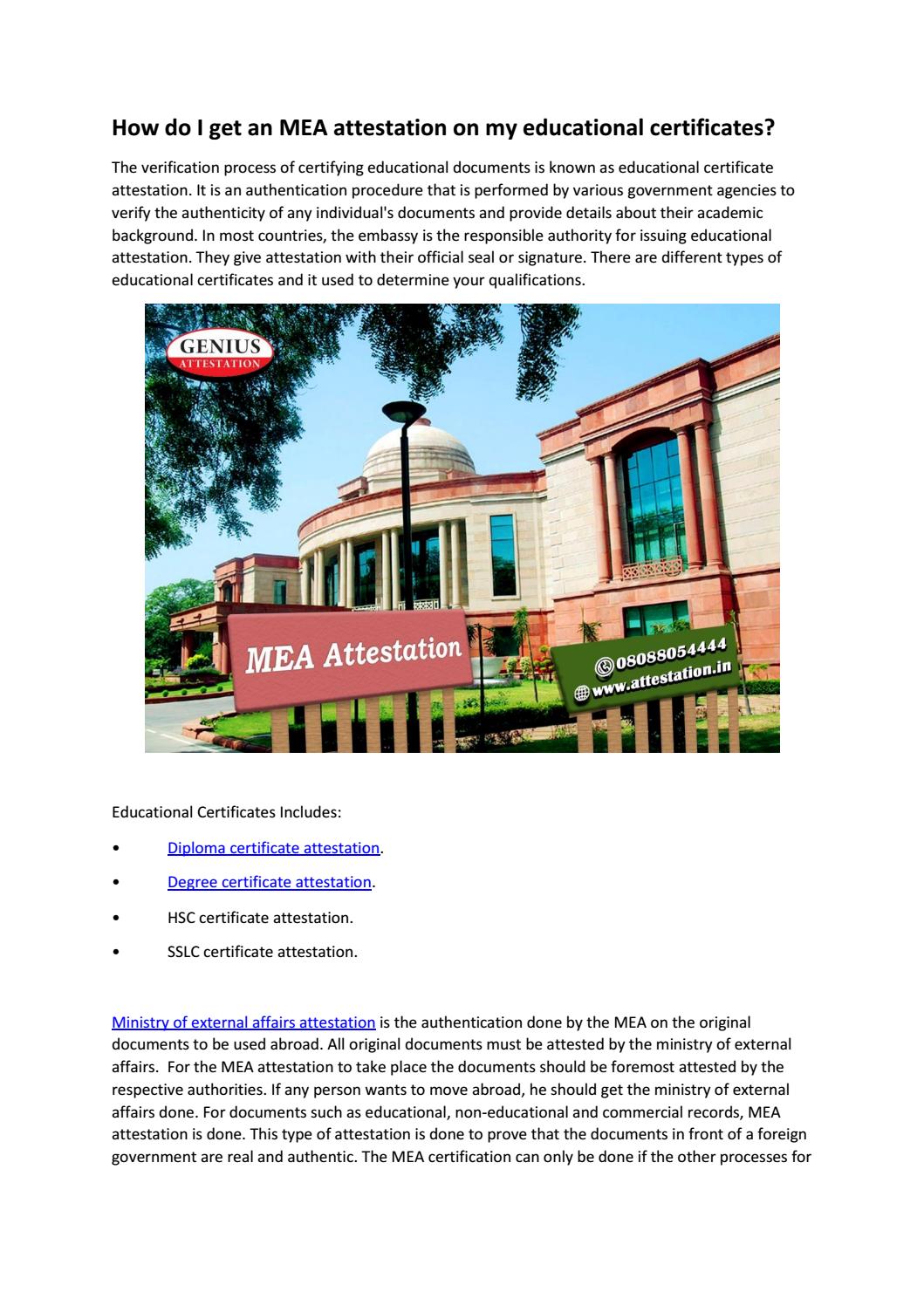 How do I get an MEA attestation on my educational certificates? by ...