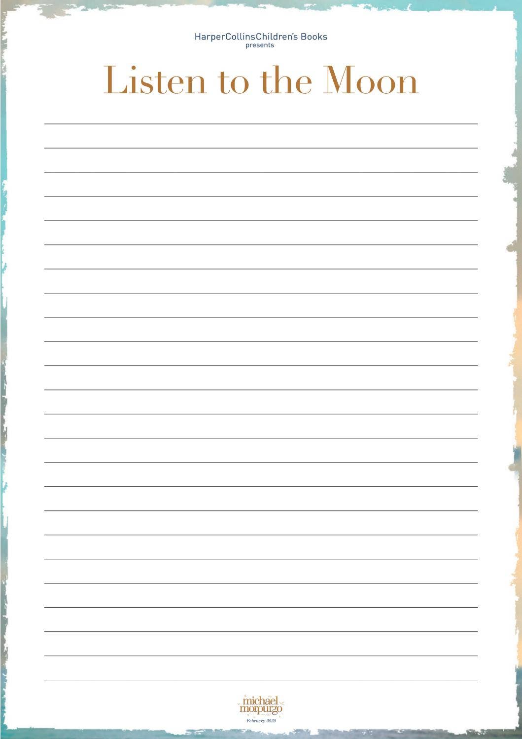 Michael Morpurgo Month 2020: Listen to the Moon Worksheet by ...