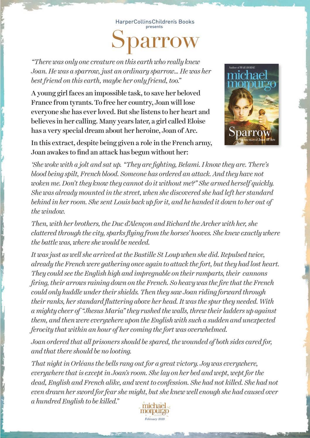 Michael Morpurgo Month 2020: Sparrow Worksheet by ...