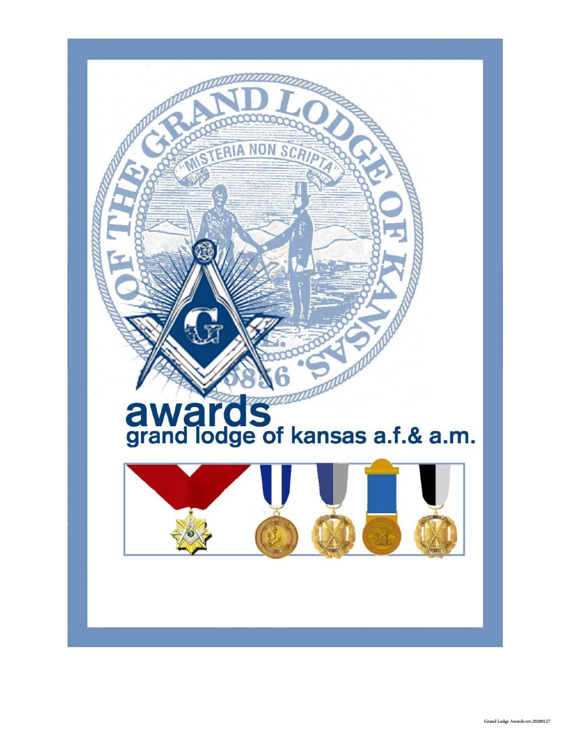 Grand Lodge of Kansas Awards Brochure by Grand Lodge of Kansas AF&AM ...