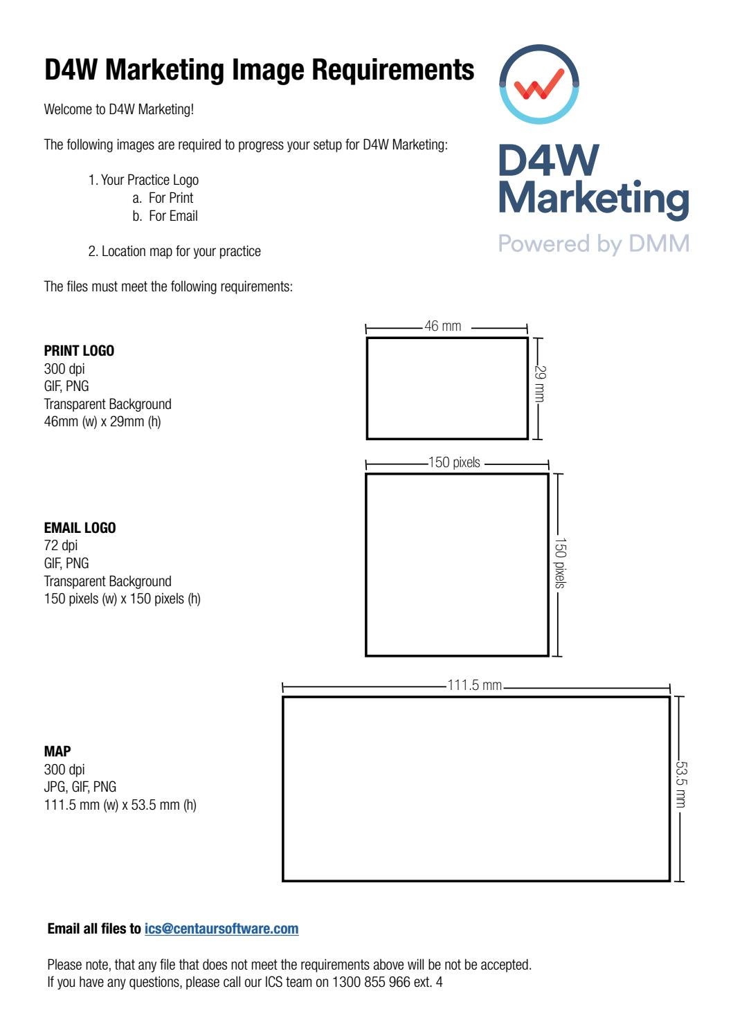 D4W Marketing Image Requirements by Centaur Software - Issuu