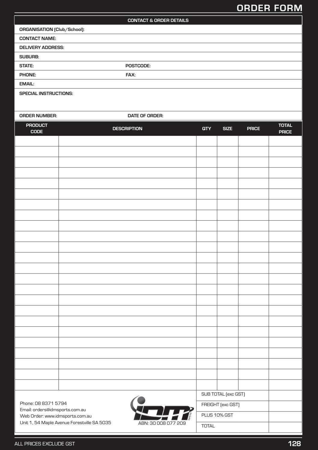 IDM Sports Order Form by idmsports - Issuu