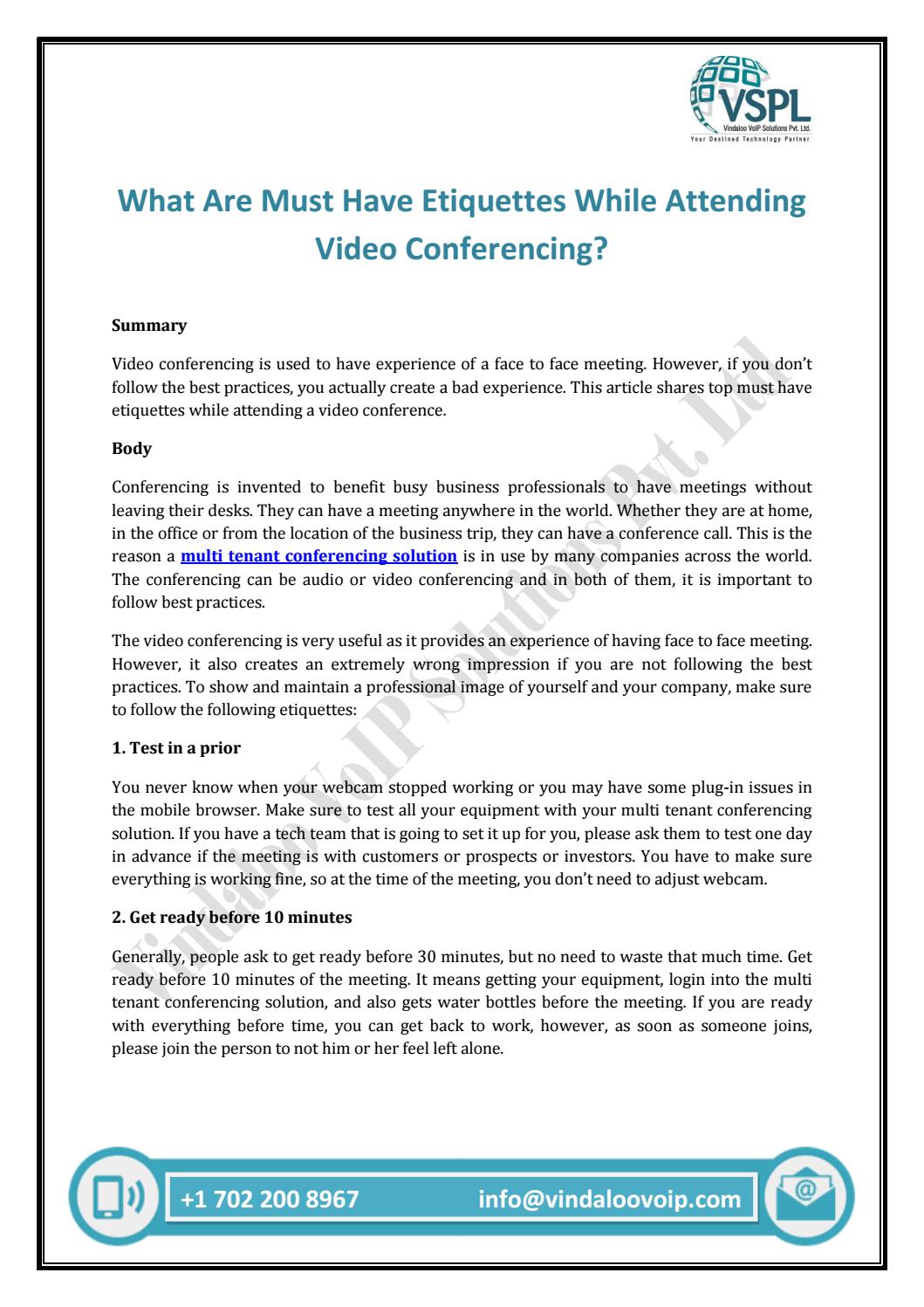 What Are Must Have Etiquettes While Attending Video Conferencing? by ...