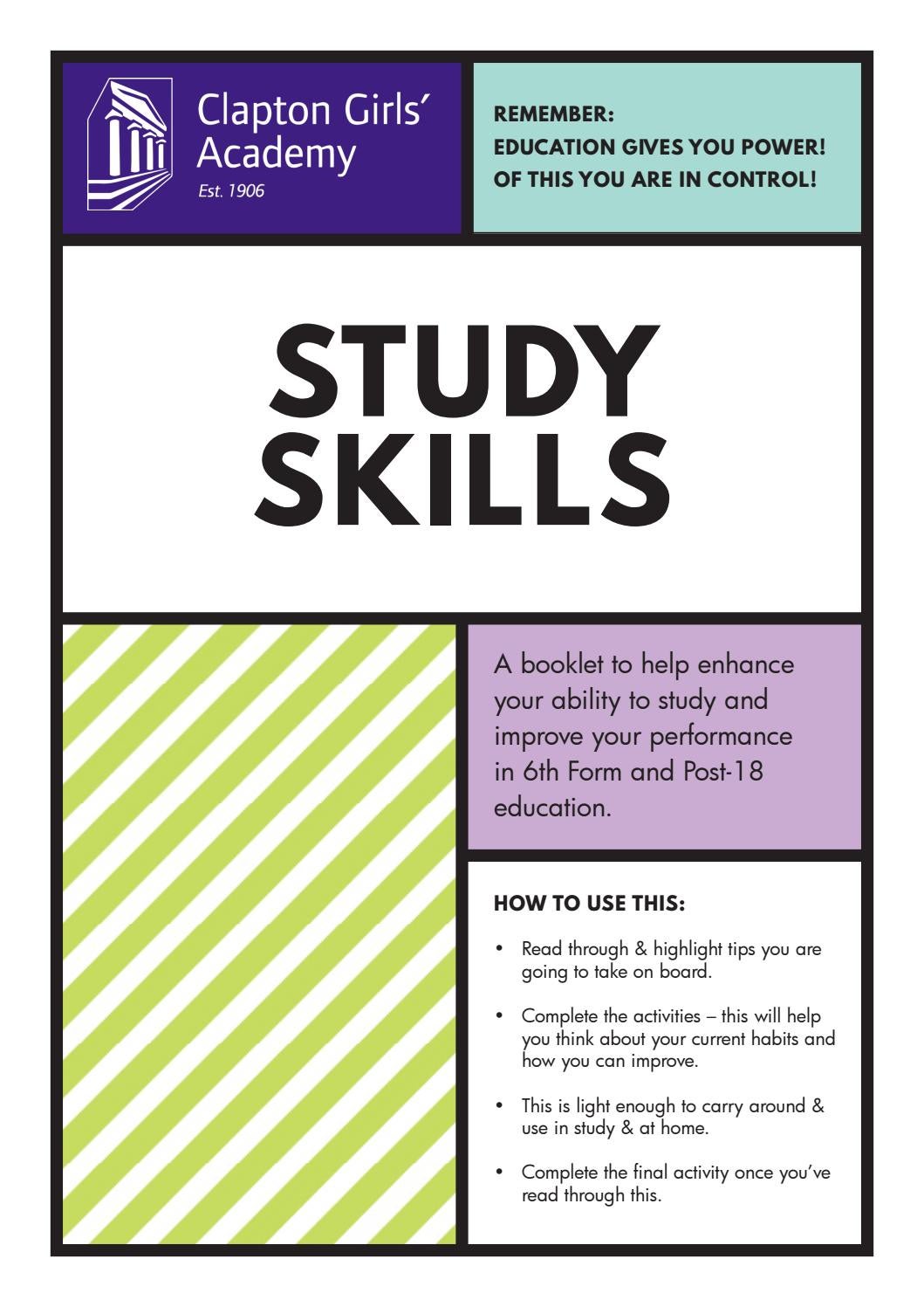 Study Skills booklet by ClaptonGirls - Issuu