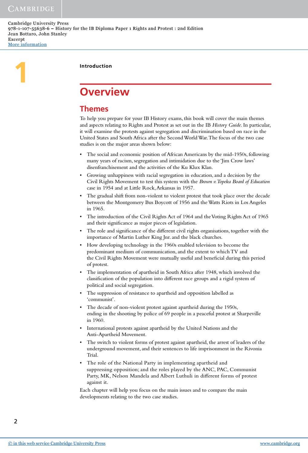 History for the IB Diploma: Paper 1: Rights and Protest by Cambridge ...