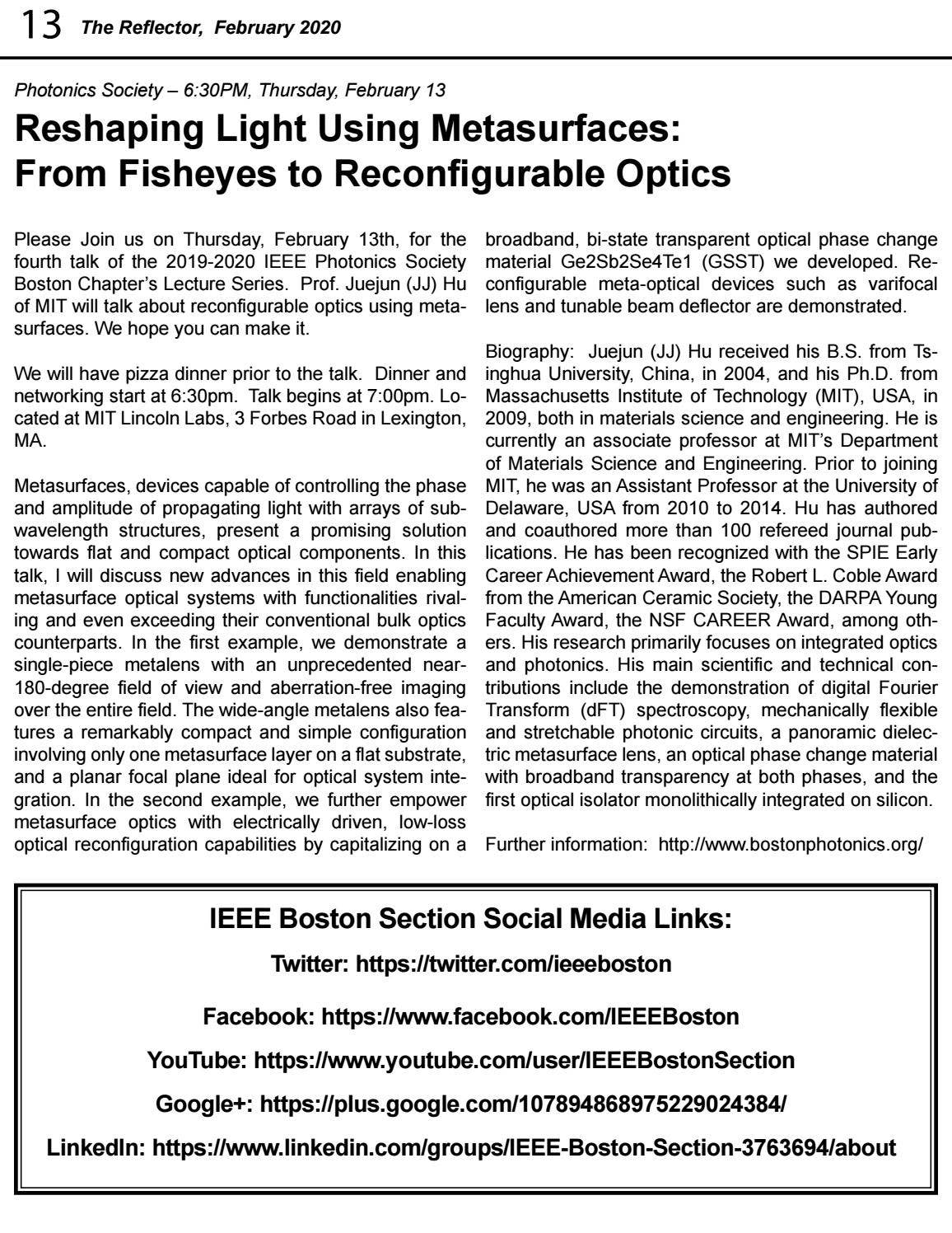 IEEE Boston Section Digital Reflector Issue #2 by IEEE Boston Section ...