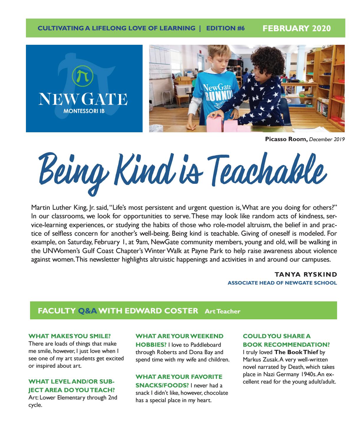 NewGate School Newsletter | February 2020 by The Montessori Foundation ...
