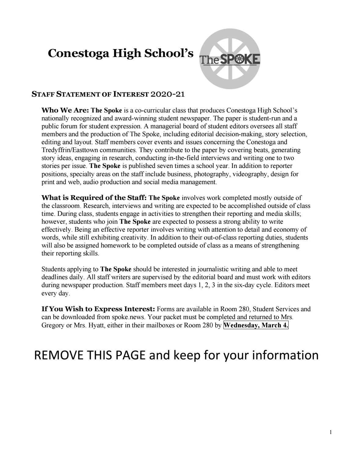 SPOKE Statement of Interest 2020-2021 by The Spoke - Issuu