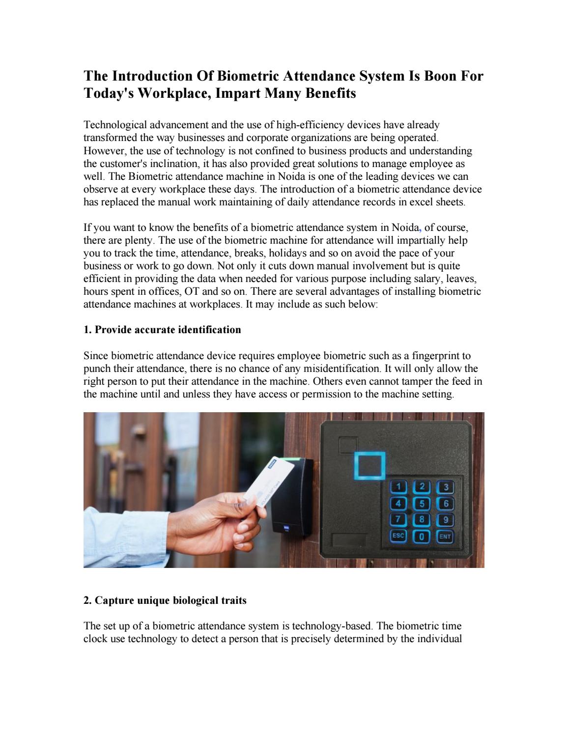 The Introduction Of Biometric Attendance System Is Boon For Today's ...