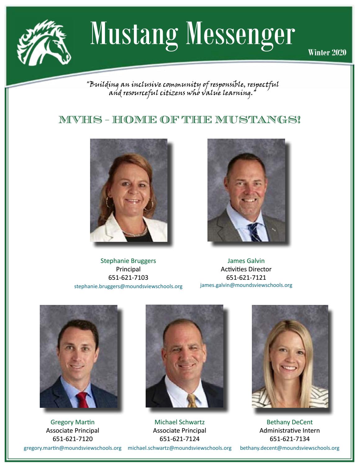 MVHS Mustang Messenger - Winter 2020 by Mounds View Public Schools - Issuu