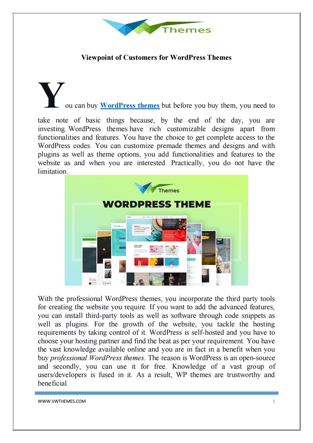 Viewpoint of Customers for WordPress Themes by vwthemes - Issuu