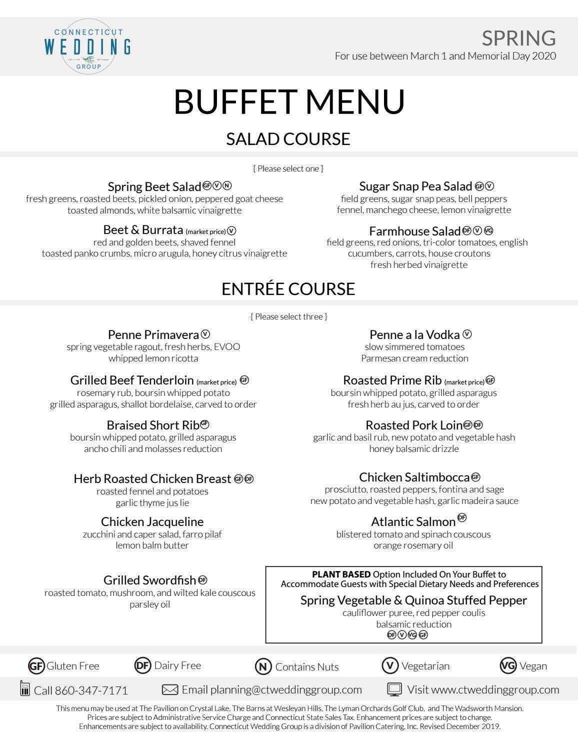 Spring Buffet Menu - Lyman Orchards Golf Club 2020 by Derek Brown - Issuu