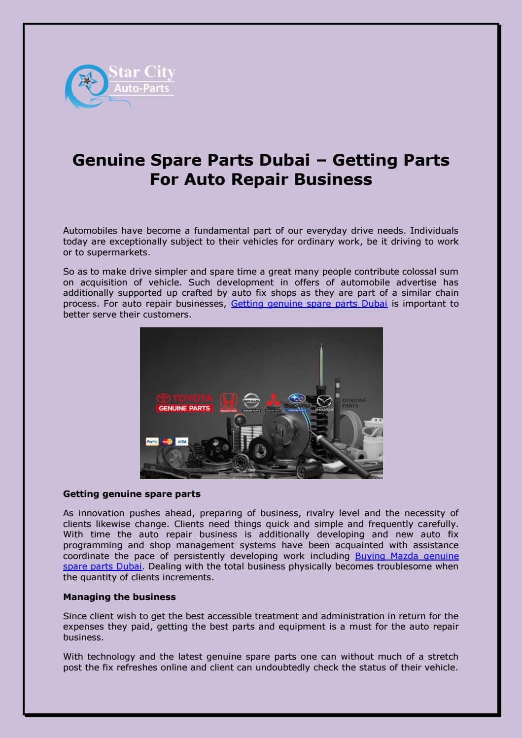 Genuine Spare Parts Dubai – Getting Parts For Auto Repair Business by ...