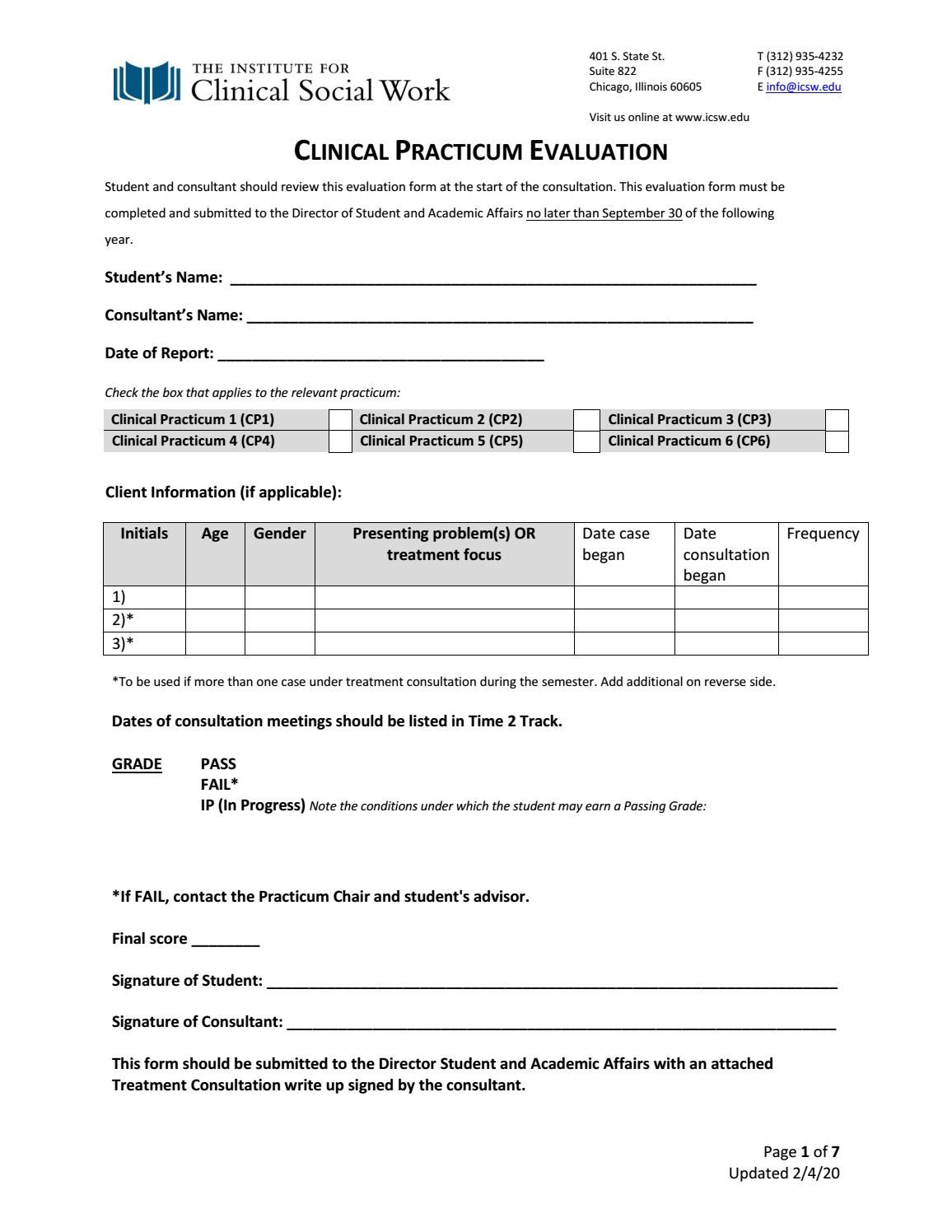 clinical practicum form by ICSW - Issuu