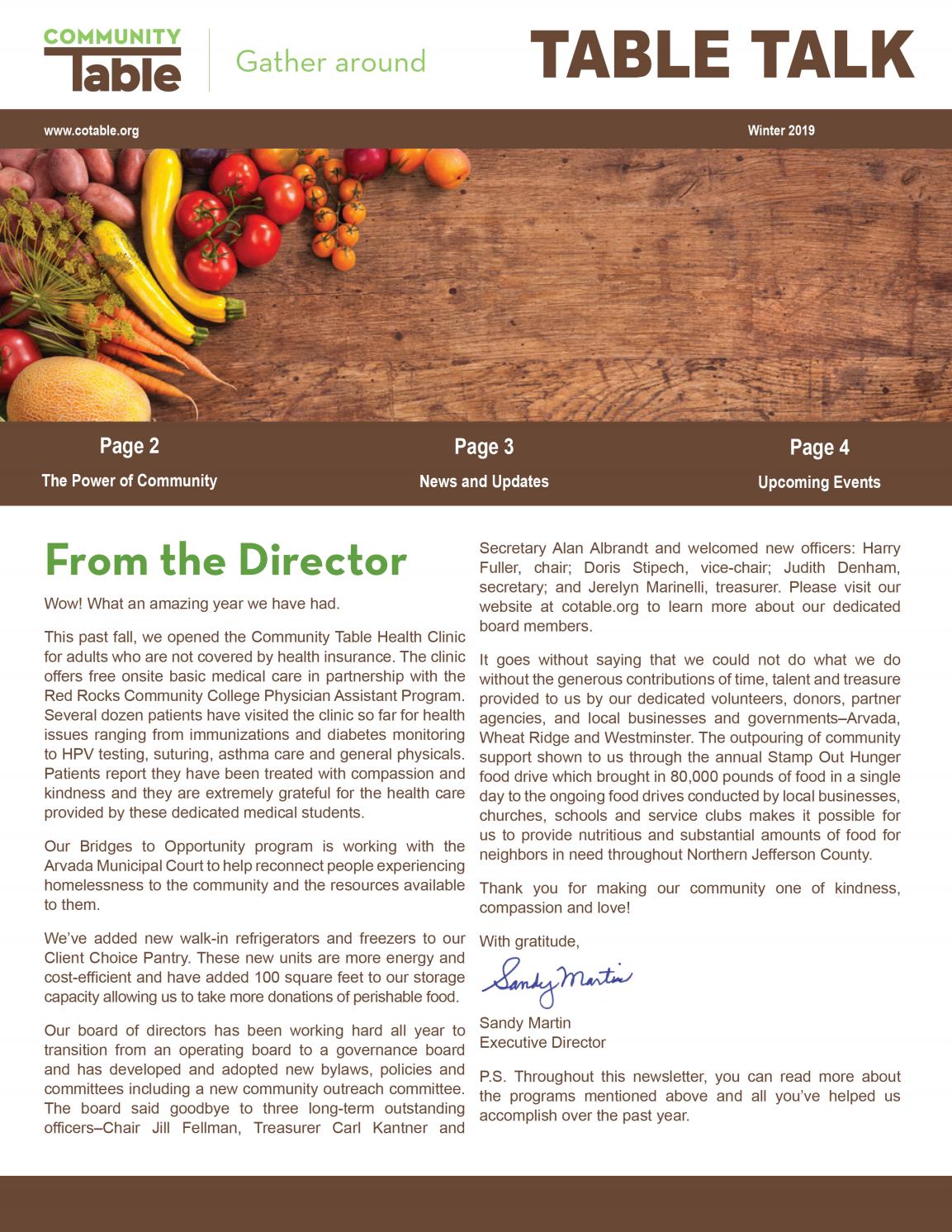 Community Table - "Table Talk" - 2020 Winter Newsletter by Allegiance ...