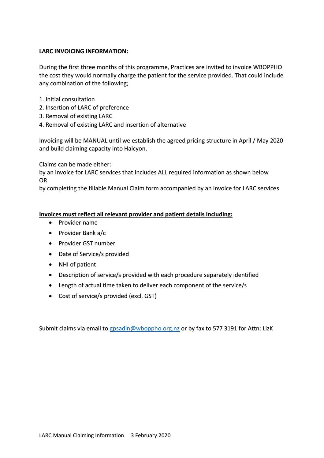 LARC Invoicing Information by WBOP PHO - Issuu