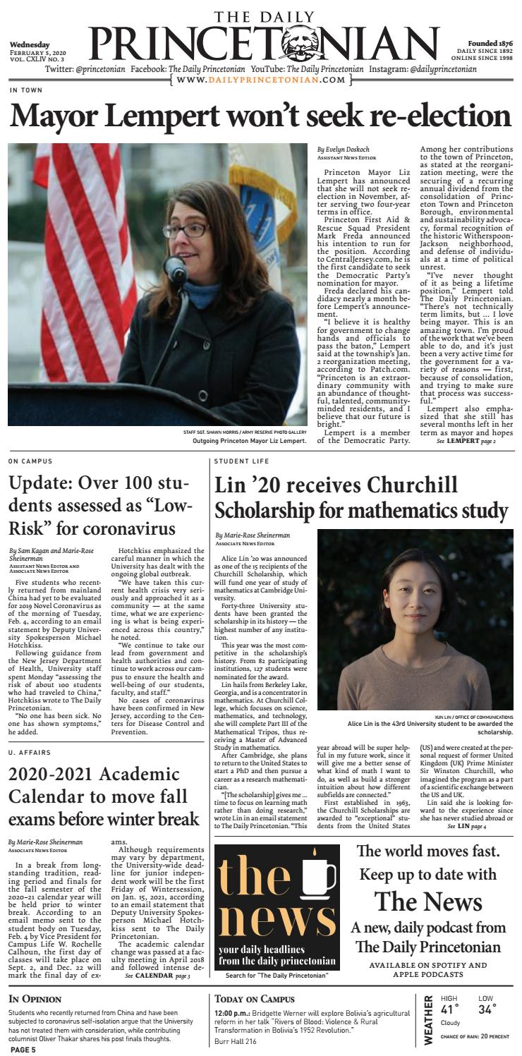 The Daily Princetonian: February 5, 2020 by The Daily Princetonian - Issuu