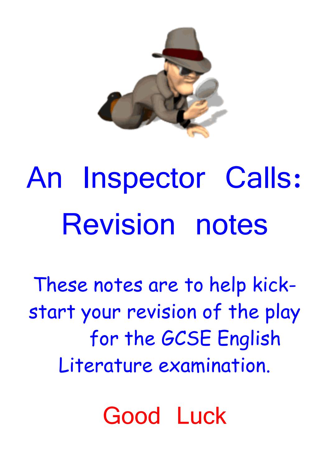 An Inspector Calls Quotes Gcse Revision Poster Inspector