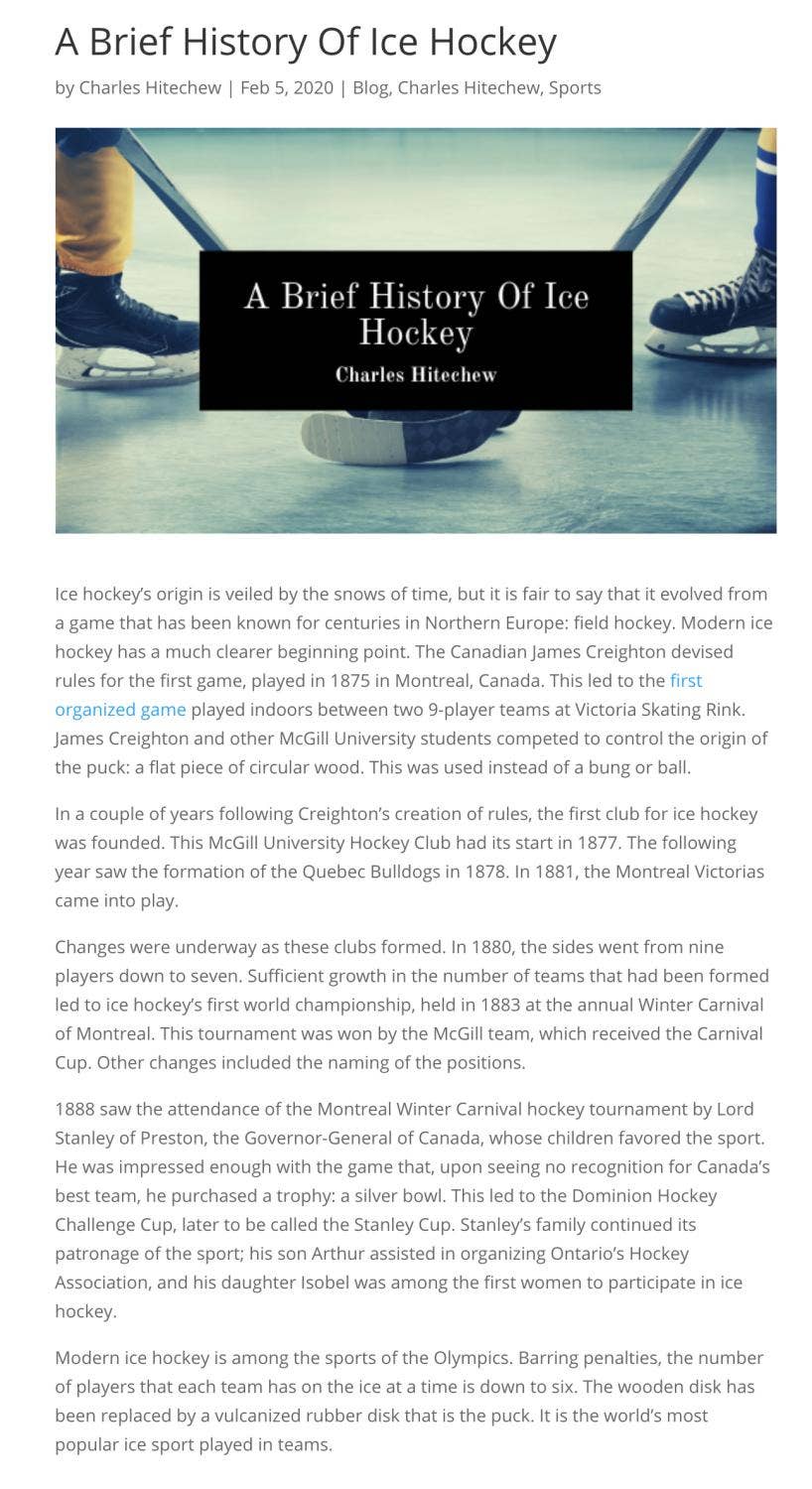A Brief History Of Ice Hockey by charleshitechew - Issuu