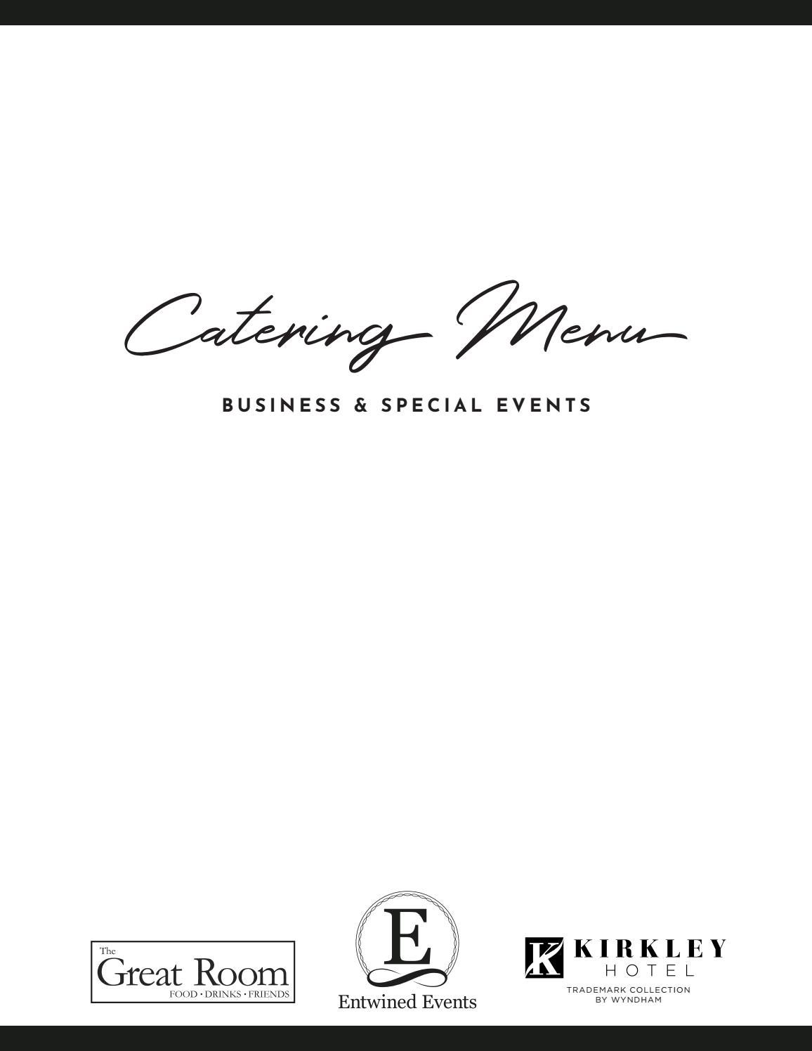 Catering Menu - Entwined Events | Kirkley Hotel | Great Room Restaurant ...