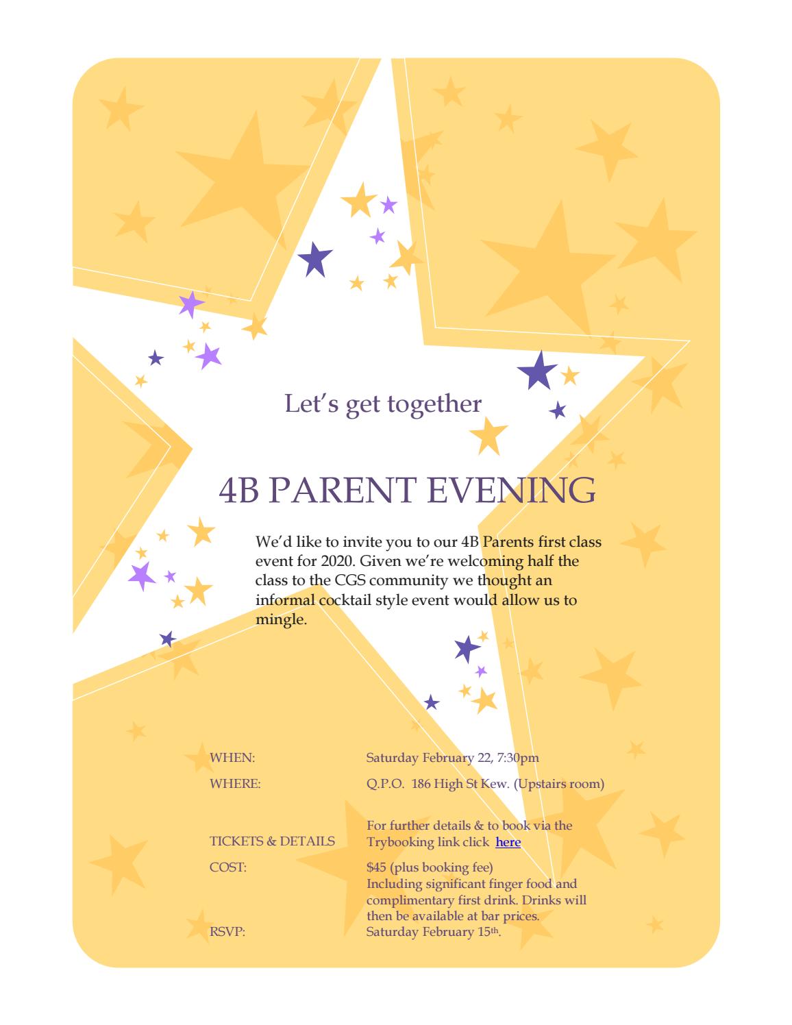 4B Parent Evening Flyer by Camberwell Grammar School - Issuu