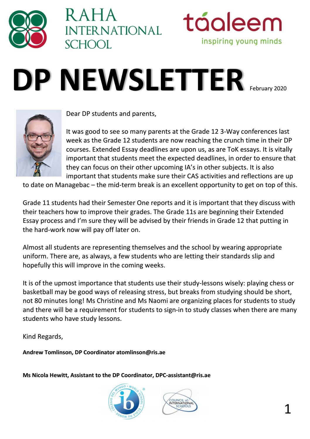 DP Newsletter February by Raha International School - Issuu