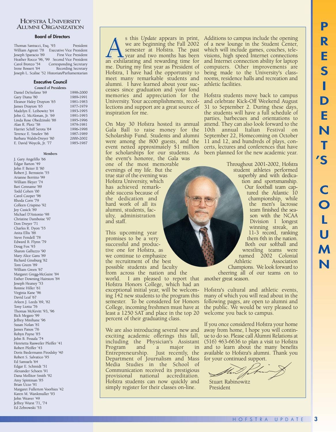 Fall 2002 - President's Column by Hofstra University - Issuu