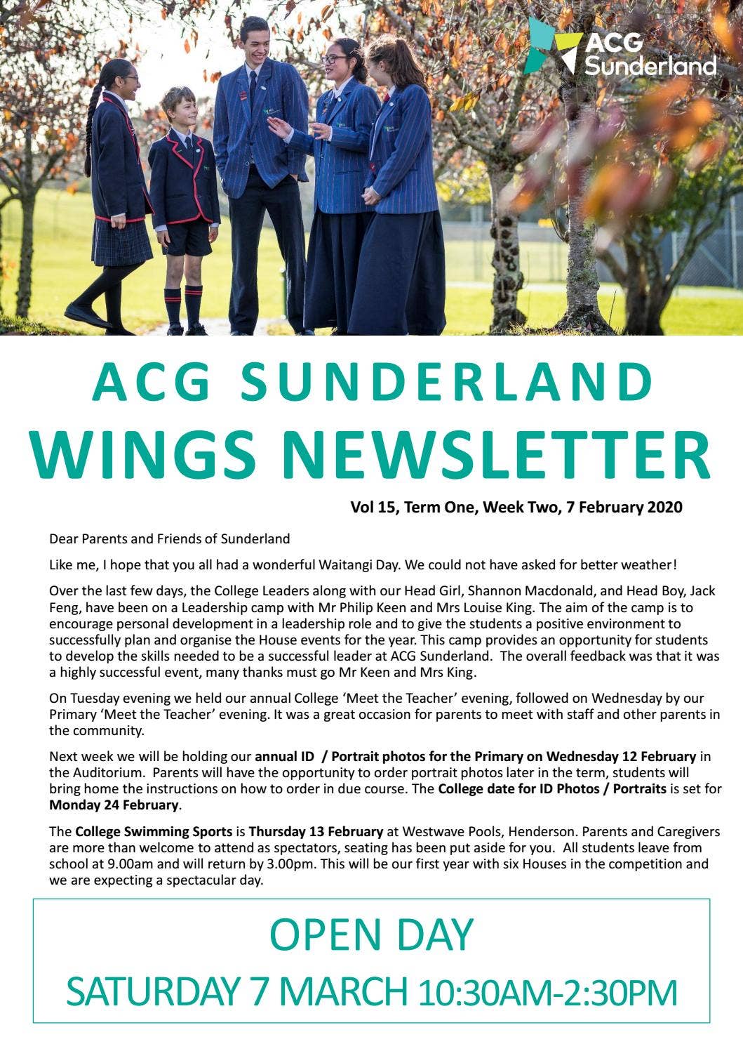 ACG Sunderland Newsletter Week 2 Term 1 7 February 2020 by ACG Schools ...