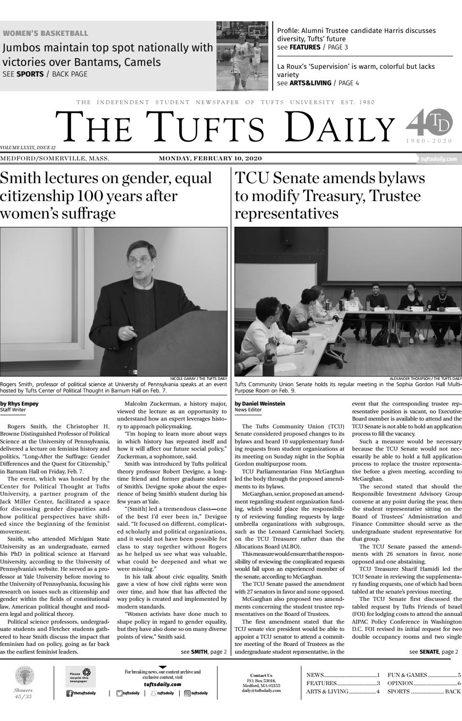 The Tufts Daily - Monday, February 10, 2020 by The Tufts Daily - Issuu